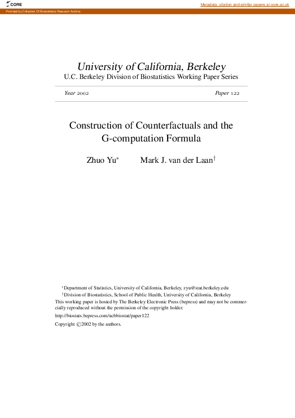 (PDF) Construction of counterfactuals and the G-computation formula