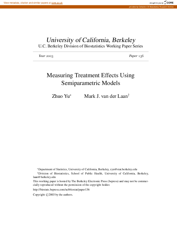 (PDF) Measuring treatment effects using semiparametric models | Mark Van Der Laan - Academia.edu