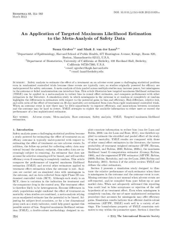 (PDF) An Application of Targeted Maximum Likelihood Estimation to the ...