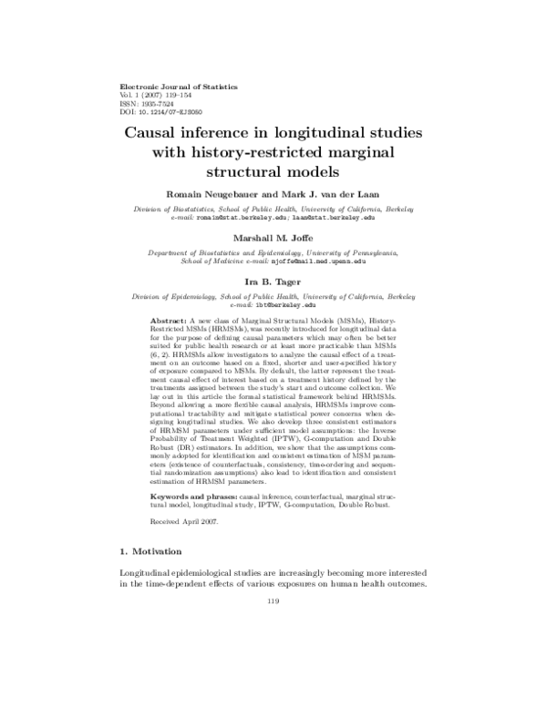 (PDF) Causal inference in longitudinal studies with history-restricted marginal structural models