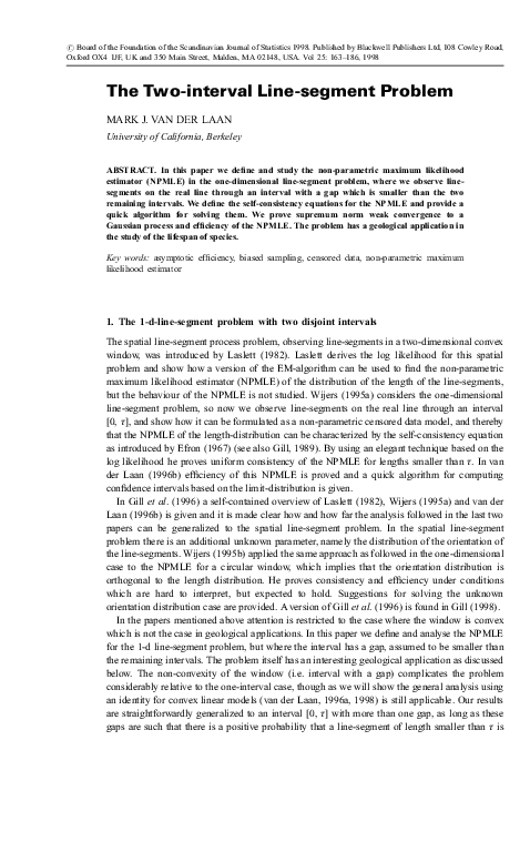 (PDF) The Two‐interval Line‐segment Problem