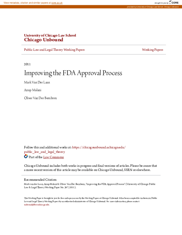 (PDF) Improving the FDA Approval Process