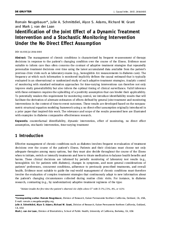 (PDF) Identification of the joint effect of a dynamic treatment ...