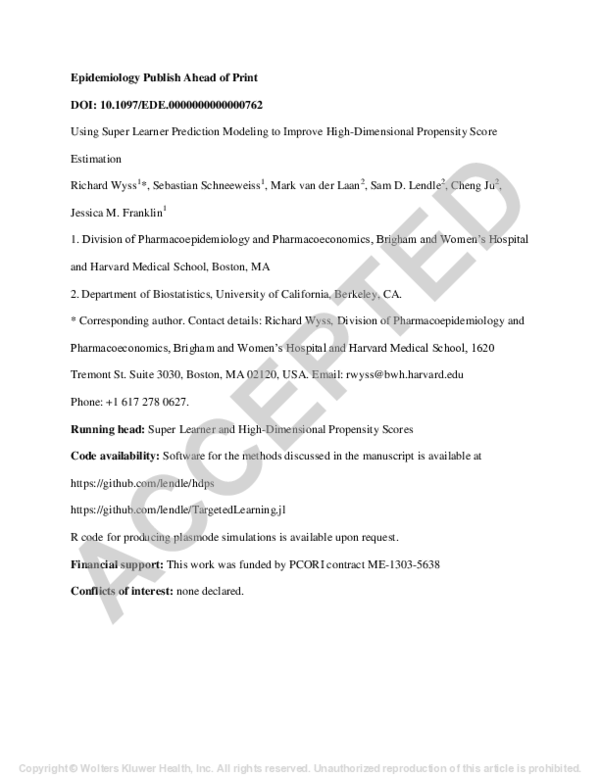 (PDF) Using Super Learner Prediction Modeling to Improve High ...