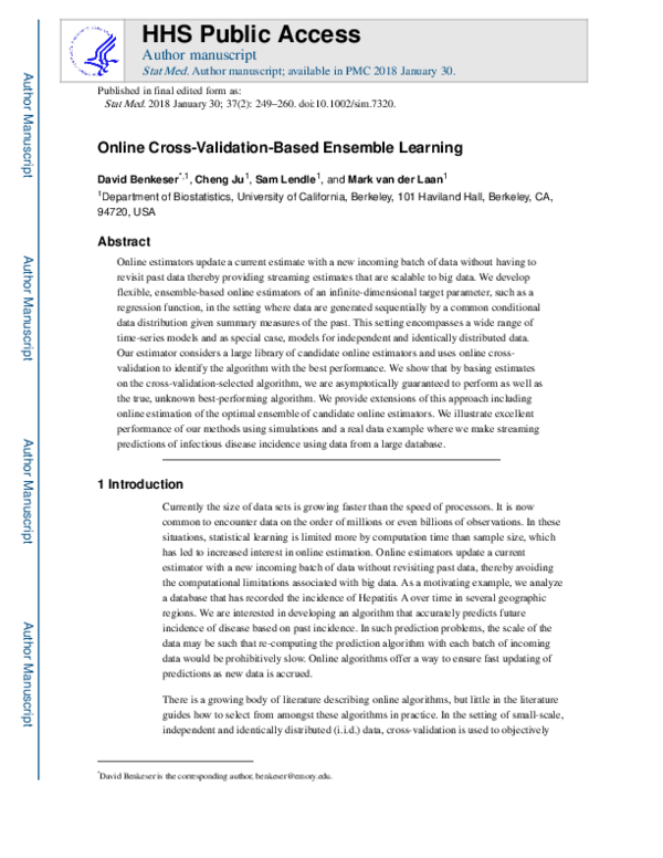 (PDF) Online cross-validation-based ensemble learning