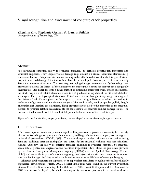 (PDF) Visual recognition and assessment of concrete crack properties
