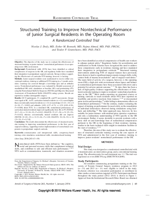(PDF) Structured Training to Improve Nontechnical Performance of Junior ...