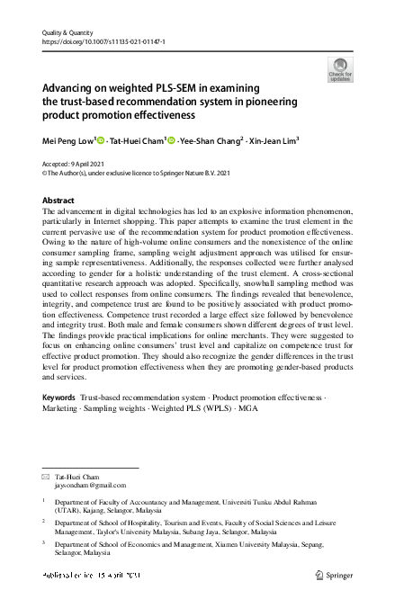 (PDF) Advancing on weighted PLS-SEM in examining the trust-based ...