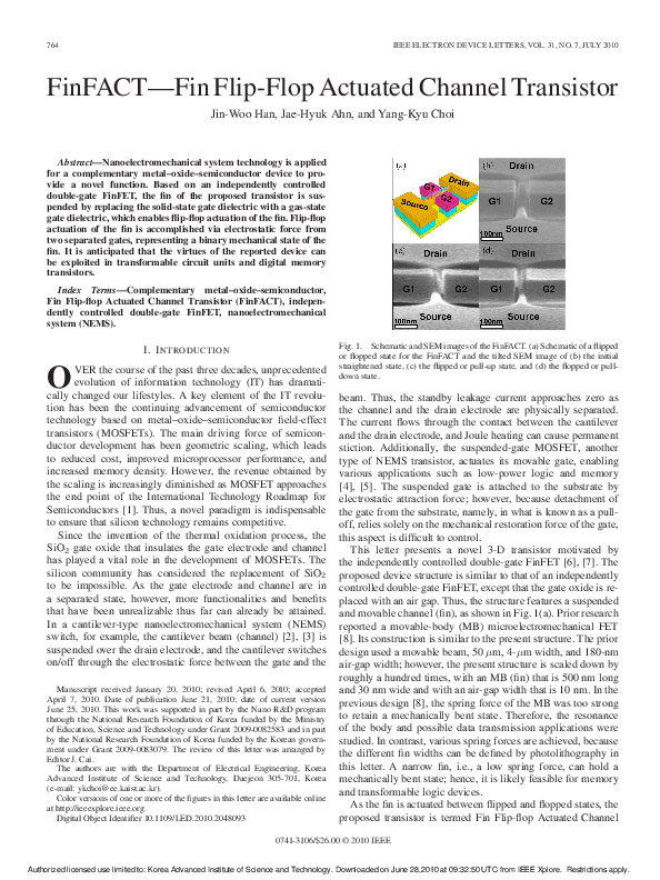 (PDF) FinFACT—Fin Flip-Flop Actuated Channel Transistor