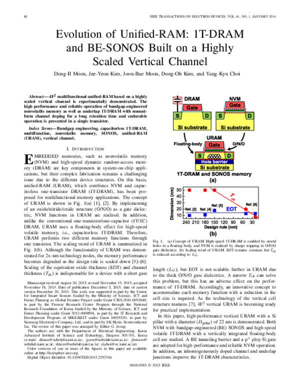 (PDF) Evolution of Unified-RAM: 1T-DRAM and BE-SONOS Built on a Highly ...
