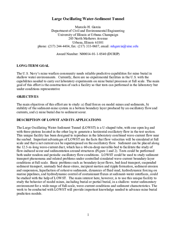 (PDF) Large Oscillating Water-Sediment Tunnel