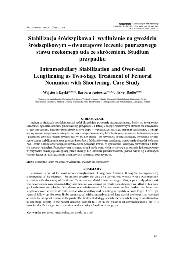 (PDF) Intramedullary Stabilization and Over-nail Lengthening as Two ...