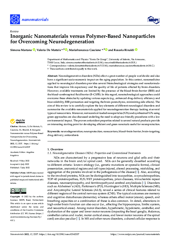 (PDF) Inorganic Nanomaterials versus Polymer-Based Nanoparticles for ...