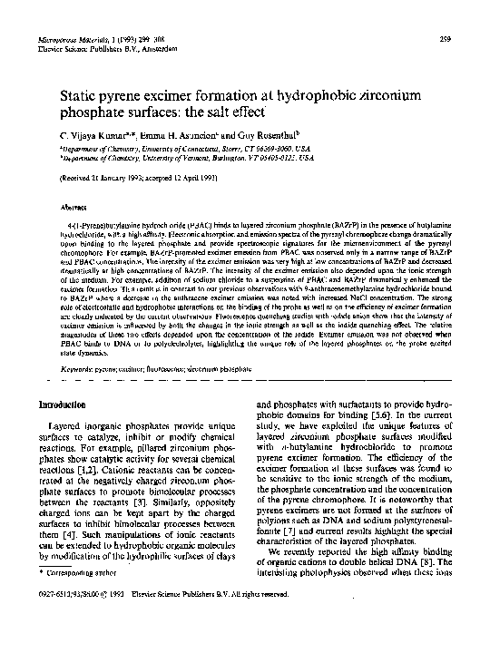 (PDF) Static pyrene excimer formation at hydrophobic zirconium ...
