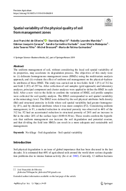 (PDF) Spatial variability of the physical quality of soil from management zones
