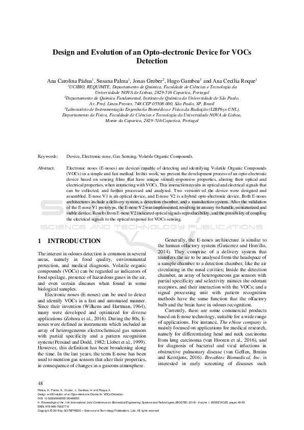 (PDF) Design and Evolution of an Opto-electronic Device for VOCs Detection