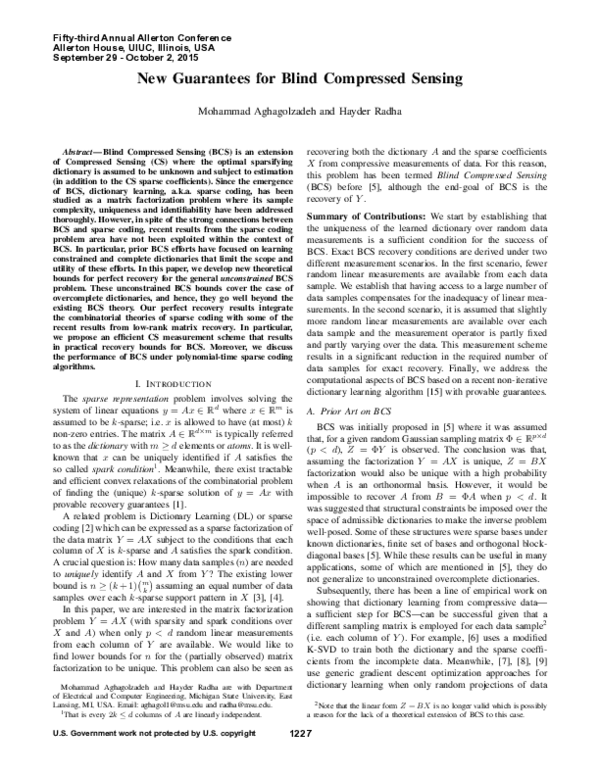 (PDF) New guarantees for Blind Compressed Sensing (PDF) New guarantees for Blind Compressed Sensing