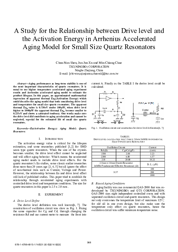 (PDF) A study for the relationship between drive level and the ...