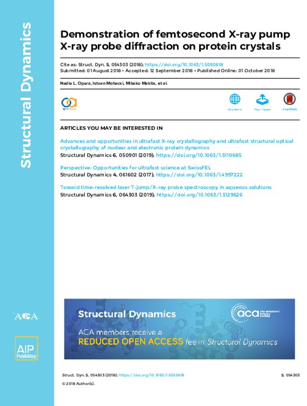 (PDF) Demonstration of femtosecond X-ray pump X-ray probe diffraction ...