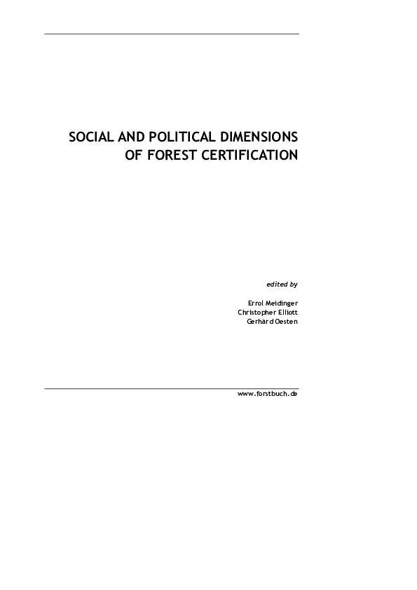 (PDF) Social and political dimensions of forest certification