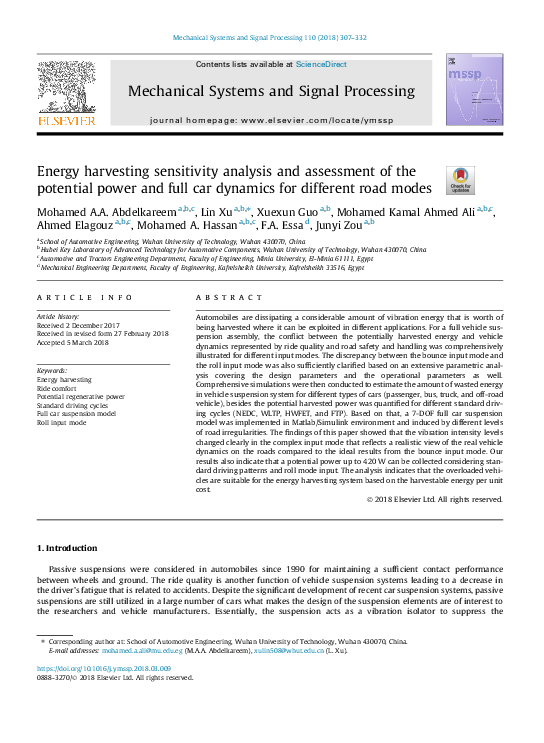 (PDF) Energy harvesting sensitivity analysis and assessment of the ...