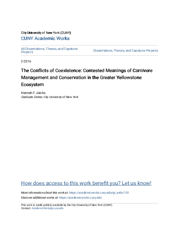 (PDF) The conflicts of coexistence: Contested meanings of carnivore ...