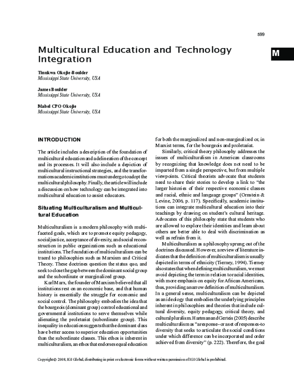 (PDF) Multicultural Education and Technology Integration