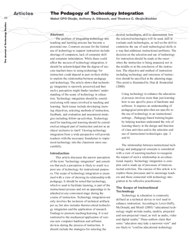 (PDF) The Pedagogy of Technology Integration