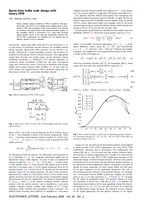 (PDF) Space-time trellis code design with binary CPM | Raveendra Rao - Academia.edu
