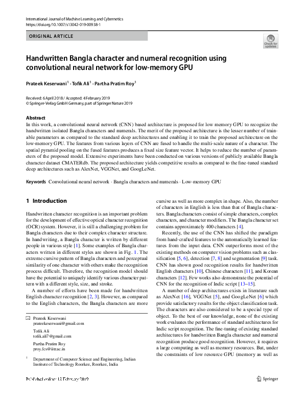 Pdf Handwritten Bangla Character And Numeral Recognition Using Convolutional Neural Network