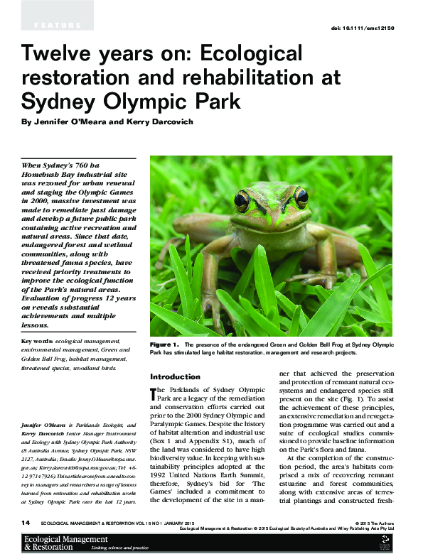 (PDF) Twelve years on: Ecological restoration and rehabilitation at ...