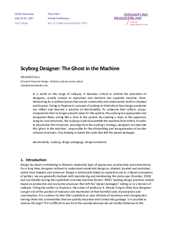 (PDF) Scyborg Designer: The Ghost in the Machine | Clara Meliande ...