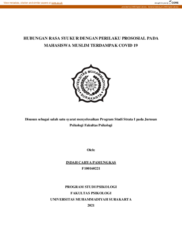 (PDF) Hubungan Rasa Syukur dengan Perilaku Prososial pada Mahasiswa ...