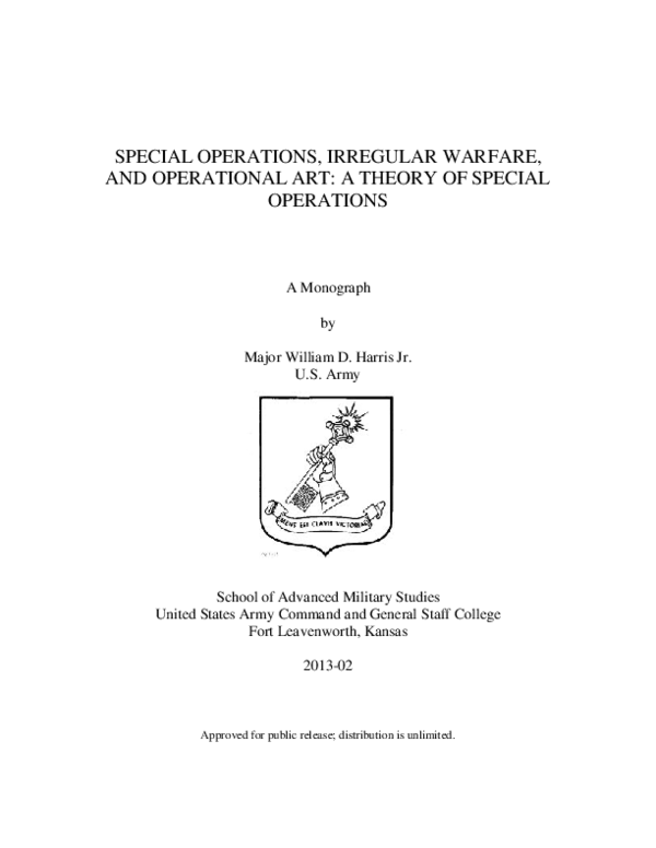 (PDF) Irregular Warfare Special Operations and Operational Art