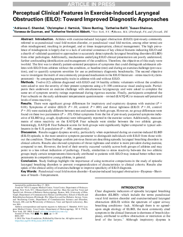 (PDF) Perceptual Clinical Features in Exercise-Induced Laryngeal ...