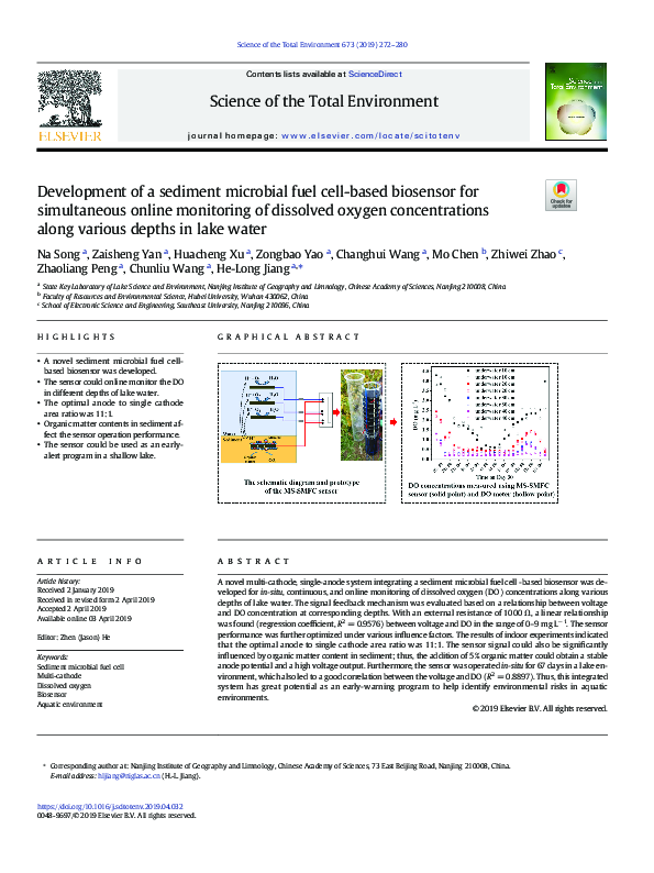 (PDF) Development of a sediment microbial fuel cell-based biosensor for ...
