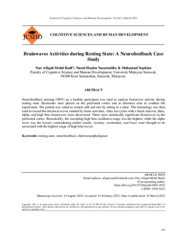 (PDF) Brainwaves Activities during Resting State: A Neurofeedback Case Study