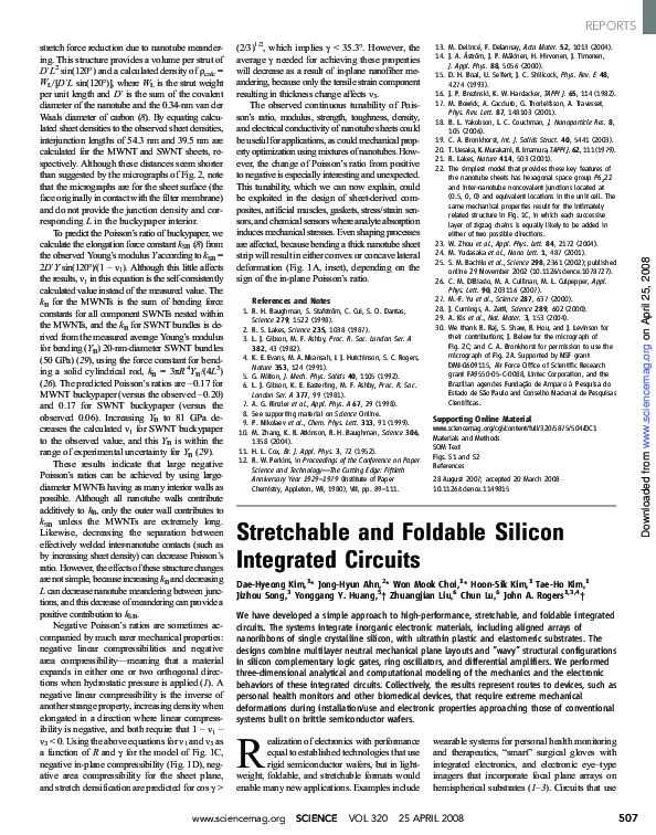 (PDF) Stretchable and Foldable Silicon Integrated Circuits