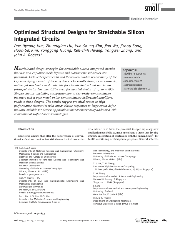 (PDF) Optimized Structural Designs for Stretchable Silicon Integrated ...