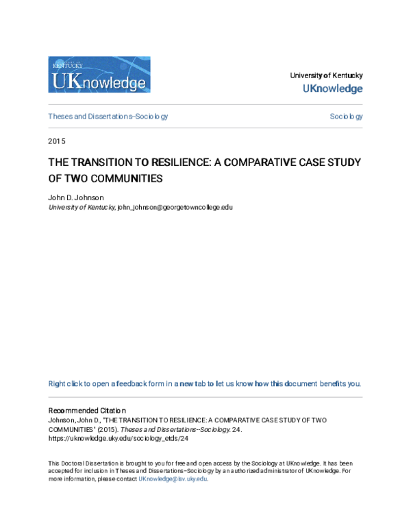 (PDF) The Transition to Resilience: A Comparative Case Study of Two ...