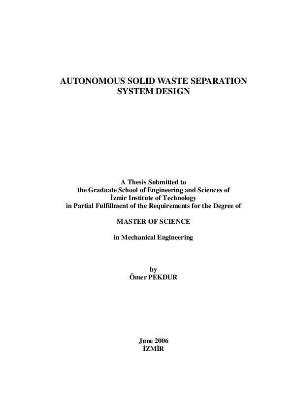 (PDF) Autonomous solid waste separation system design