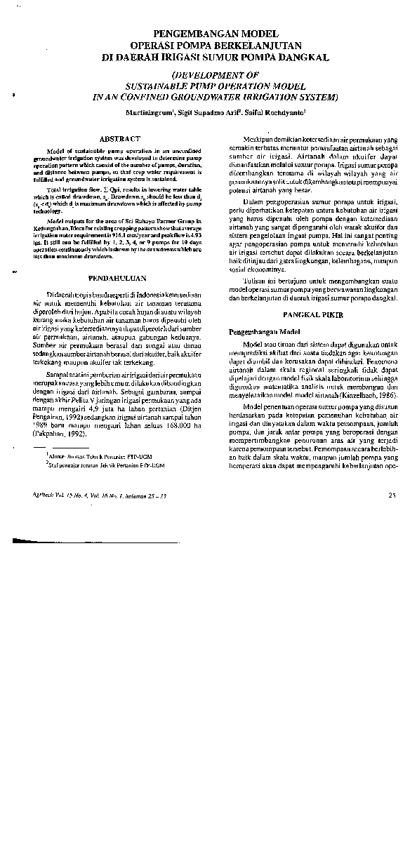 (PDF) Pengembangan Model Operasi Pompa Berkelanjutan di Daerah Irigasi ...