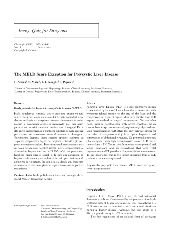 (PDF) The MELD score exception for polycystic liver disease