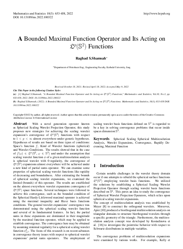 Pdf A Bounded Maximal Function Operator And Its Acting On L P S 2 Functions