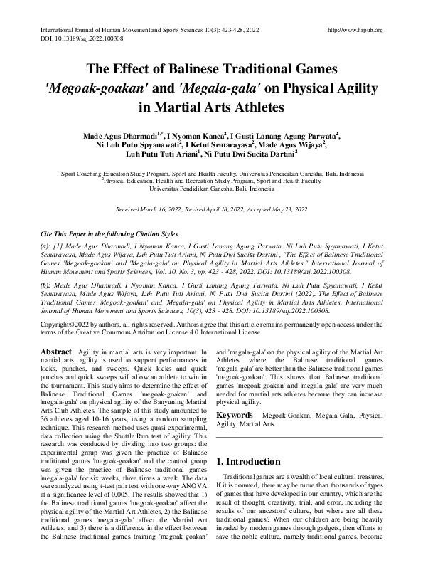 (PDF) The Effect of Balinese Traditional Games 'Megoak-goakan' and ...