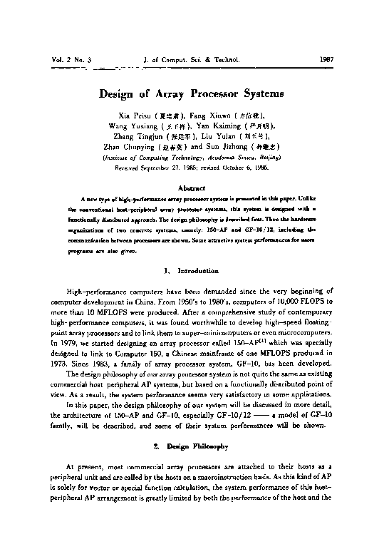(PDF) Design of array processor systems