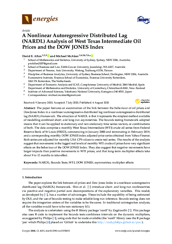 (PDF) A Nonlinear Autoregressive Distributed Lag (NARDL) Analysis of ... (PDF) A Nonlinear Autoregressive Distributed Lag (NARDL) Analysis of ...