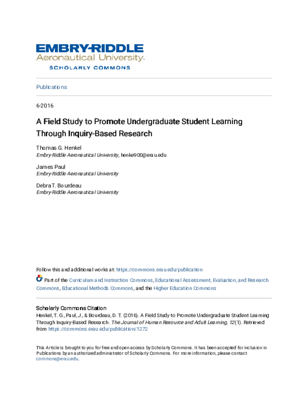 (PDF) A Field Study to Promote Undergraduate Student Learning Through ...