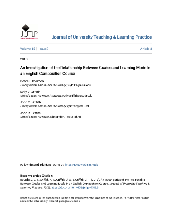 (PDF) Grades and Learning Modes in English Composition Courses