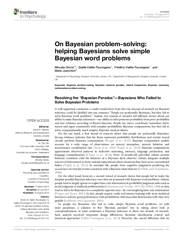 On Bayesian Problem Solving Helping Bayesians Solve Simple Bayesian Word Problems
